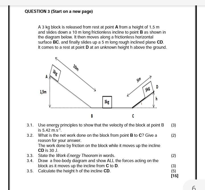 Solved A 3 kg block is released from rest at point A from a | Chegg.com