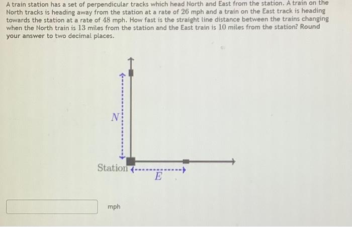 Solved a train station has a set of perpendicular tracks | Chegg.com