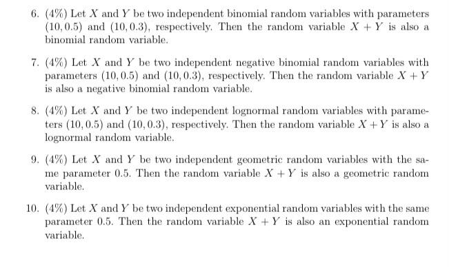 Solved 6. (4%) Let X and Y be two independent binomial | Chegg.com