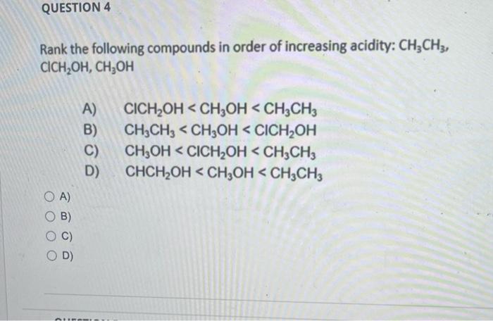 Solved Rank the following compounds in order of increasing | Chegg.com
