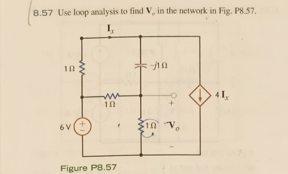 Solved 8.57 ﻿Use loop analysis to find Vo ﻿in the network in | Chegg.com
