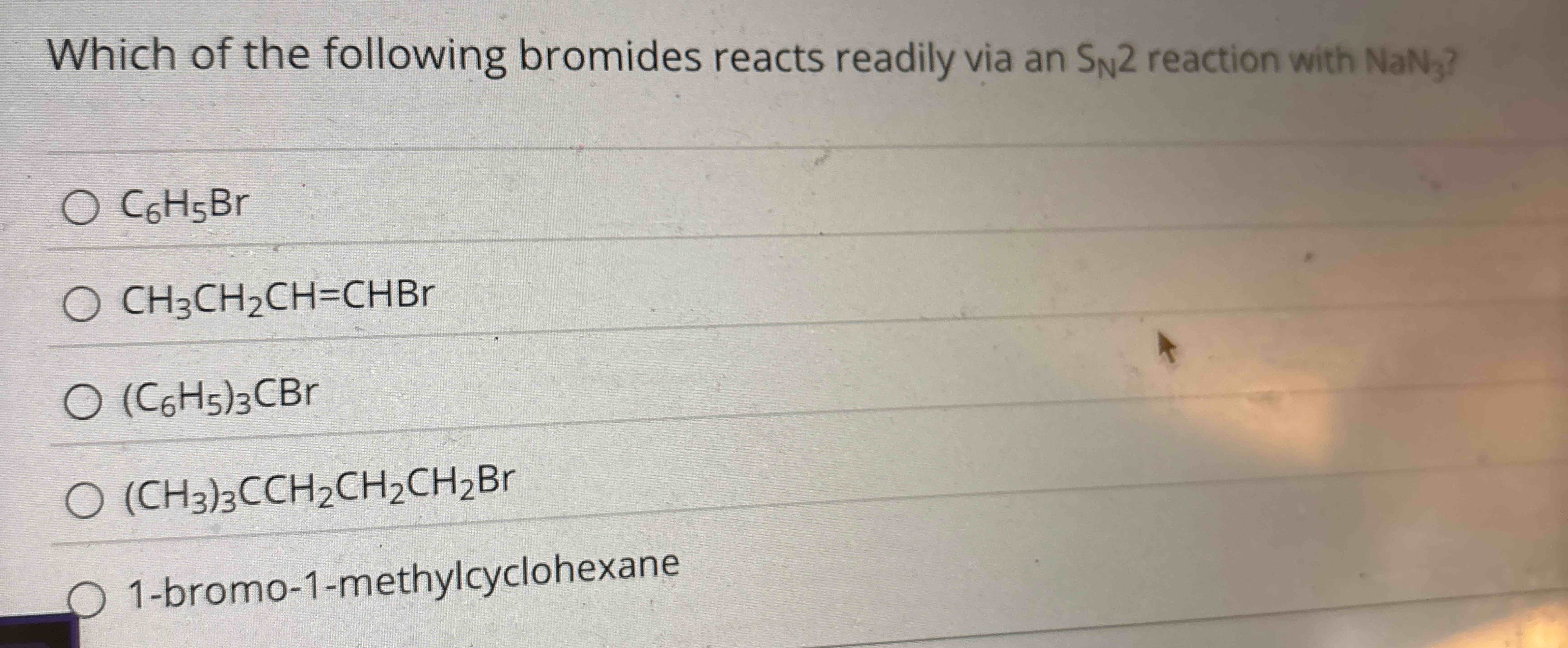 Solved Which of ﻿the following bromides reacts readily via | Chegg.com