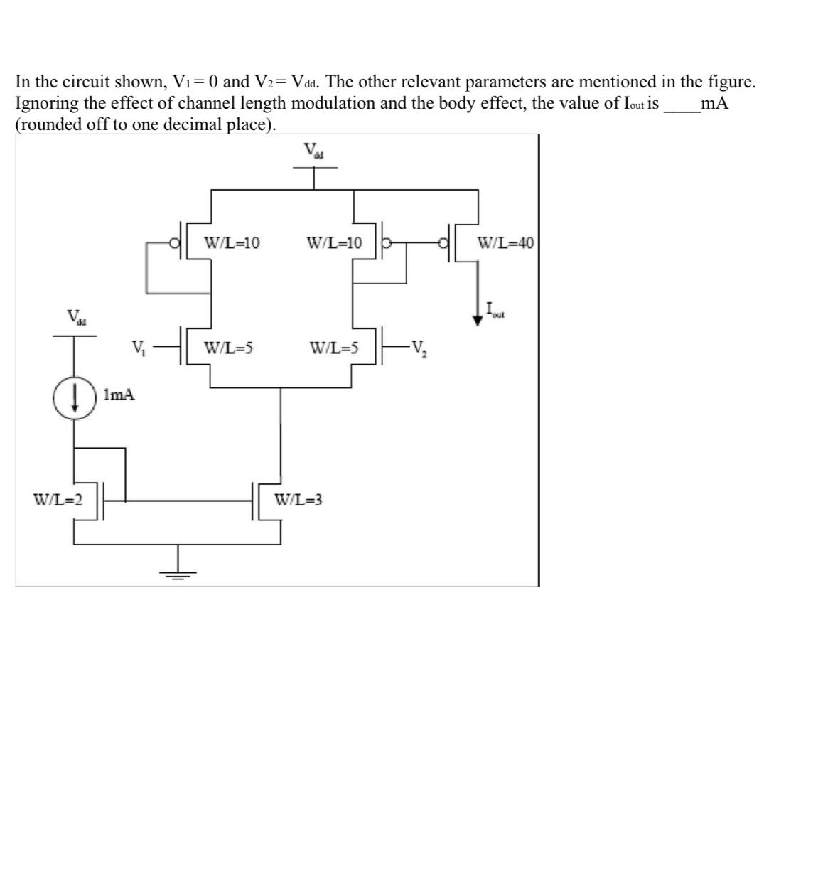 In the circuit shown, V1=0 ﻿and V2=Vdd. ﻿The other | Chegg.com