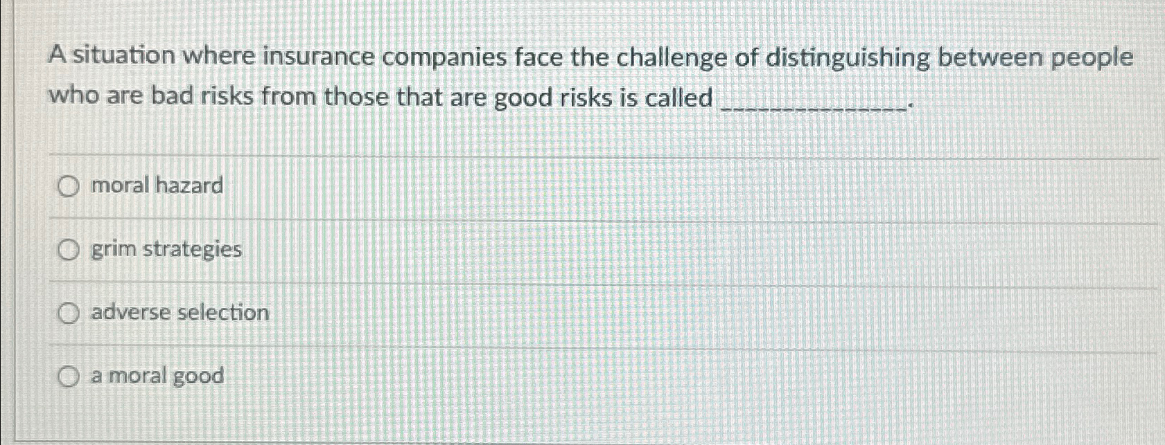 Solved A situation where insurance companies face the | Chegg.com