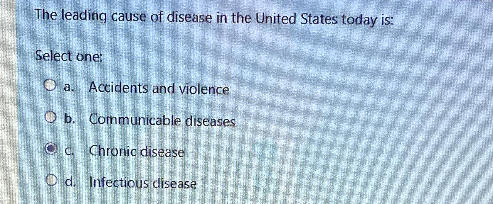 Solved The leading cause of disease in the United States | Chegg.com