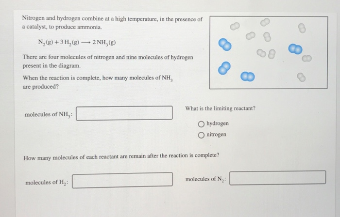 Solved Nitrogen and hydrogen combine at a high temperature, | Chegg.com