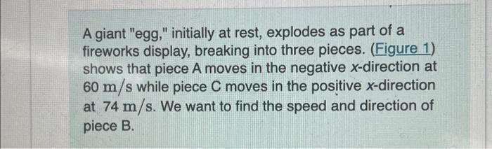 Solved A giant "egg," initially at rest, explodes as part of | Chegg.com
