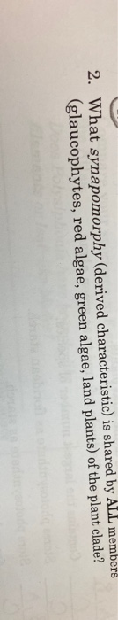 Solved 2. What synapomorphy (derived characteristic) is | Chegg.com