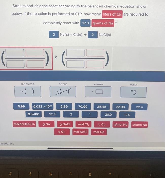 Solved Sodium And Chlorine React According To The Balanced