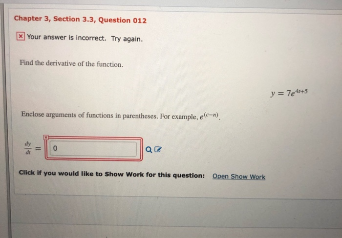 Solved Chapter 3 Section 3 3 Question 012 X Your Answer Is