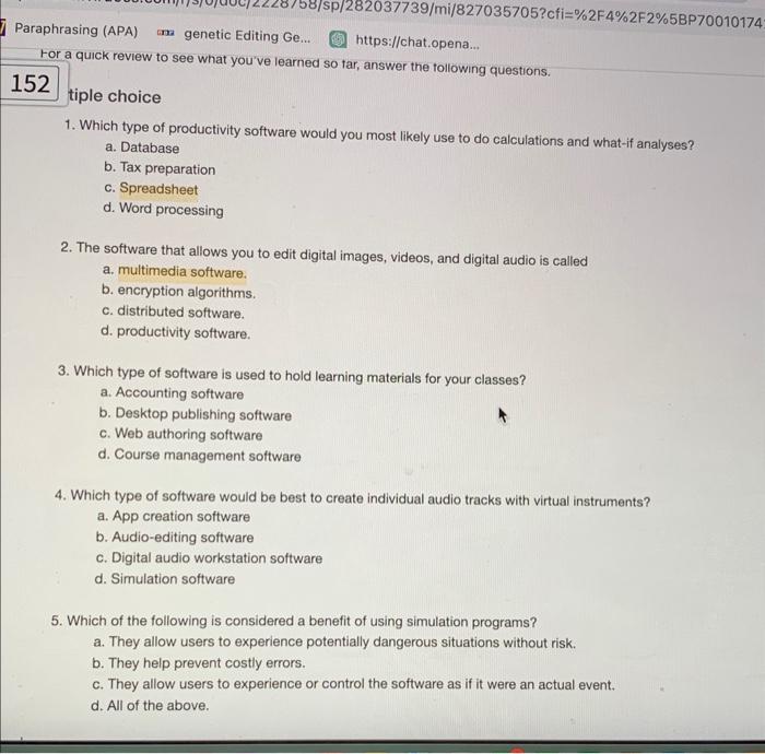 Solved For a quick review to see what you've learned so tar, | Chegg.com