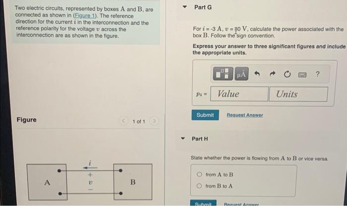 Solved For i=15 A,v=40 V, calculate the power associated | Chegg.com