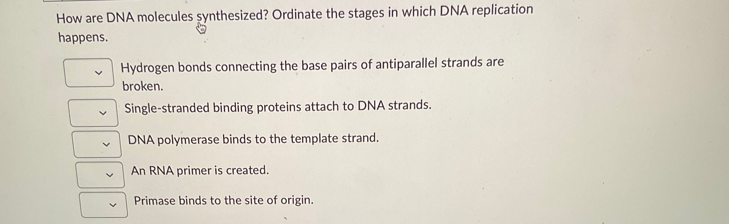 Solved How are DNA molecules synthesized? Ordinate the | Chegg.com