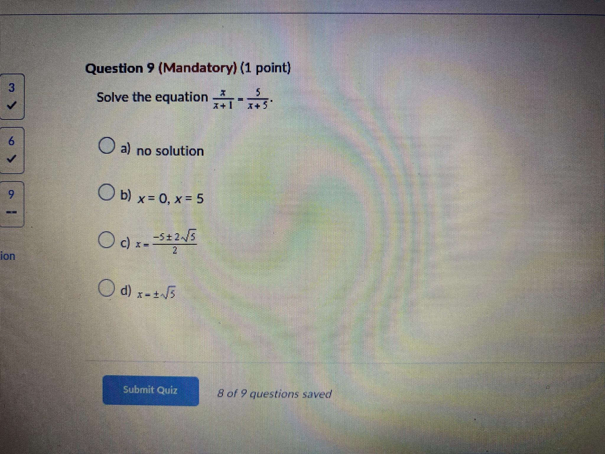 Solved Question 9 (Mandatory) (1 ﻿point)Solve the equation | Chegg.com