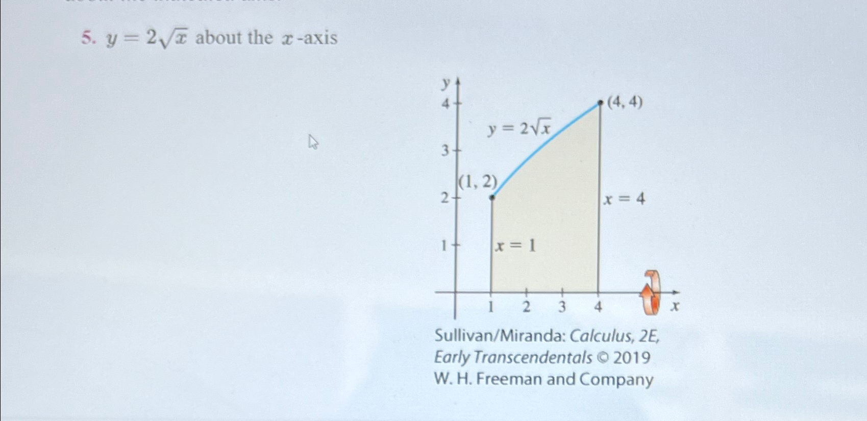 Solved y=2x2 ﻿about the x-axisSullivan/Miranda: Calculus, | Chegg.com