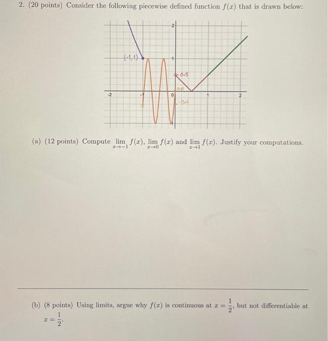 Solved 2. (20 points) Consider the following piecewise | Chegg.com