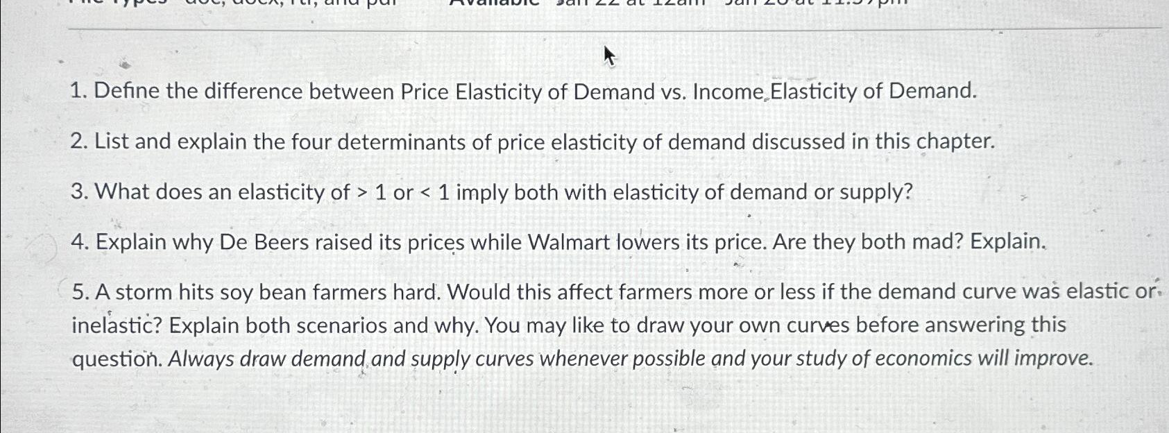 Solved Define the difference between Price Elasticity of | Chegg.com