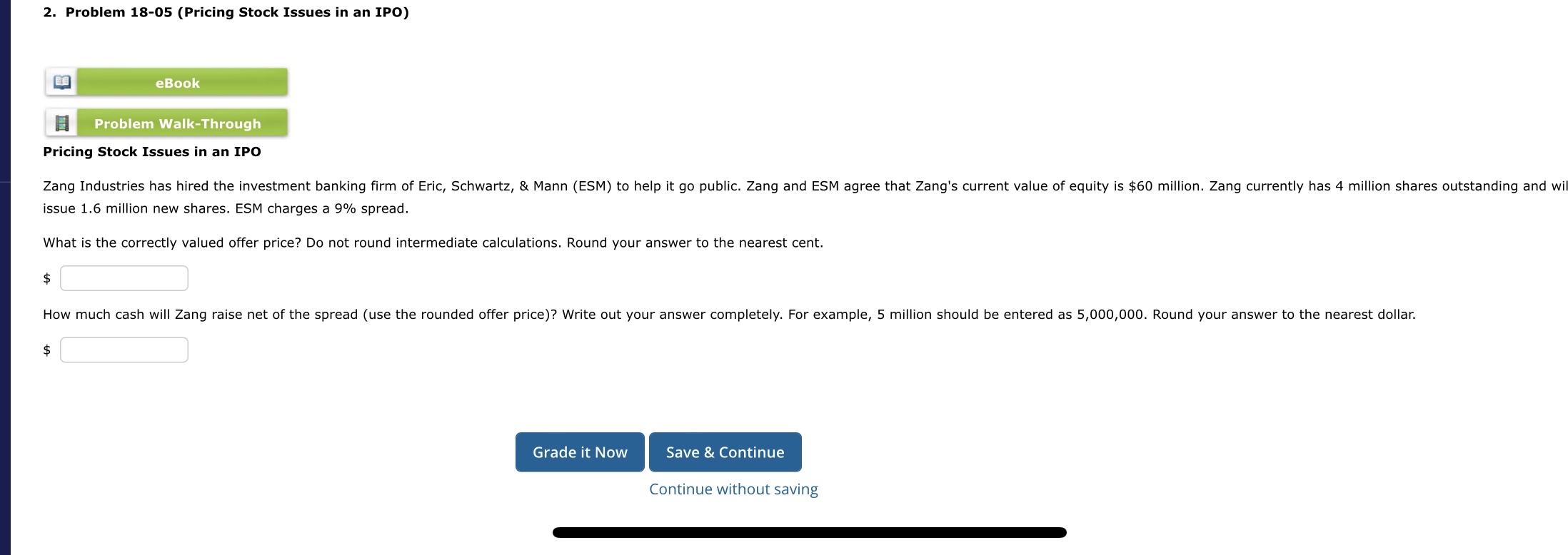 Solved Problem 18-05 (Pricing Stock Issues in an | Chegg.com
