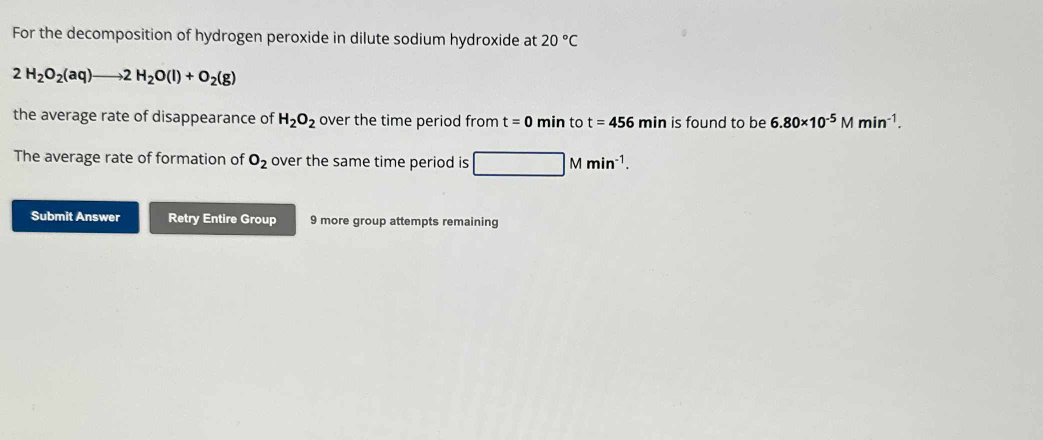 Solved For the decomposition of hydrogen peroxide in dilute | Chegg.com