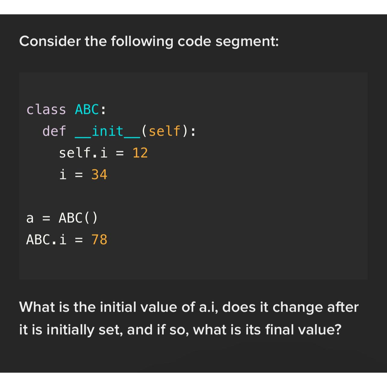 Solved Consider the following code segment:class ABC | Chegg.com