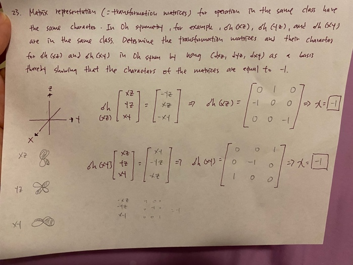 matrix representations (=transformation matrices) for | Chegg.com