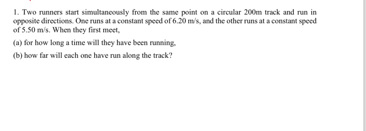 Solved Two runners start simultaneously from the same point | Chegg.com