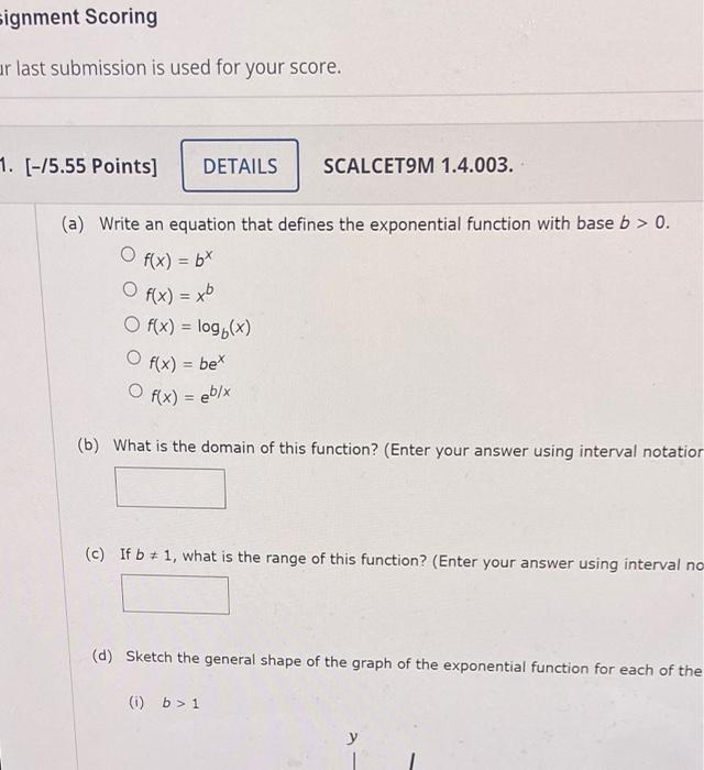 Solved 5.55 Points] SCALCET9M 1.4.003. (a) Write an equation | Chegg.com