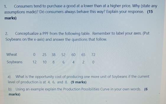 Solved 1. Consumers tend to purchase a good at a lower than | Chegg.com