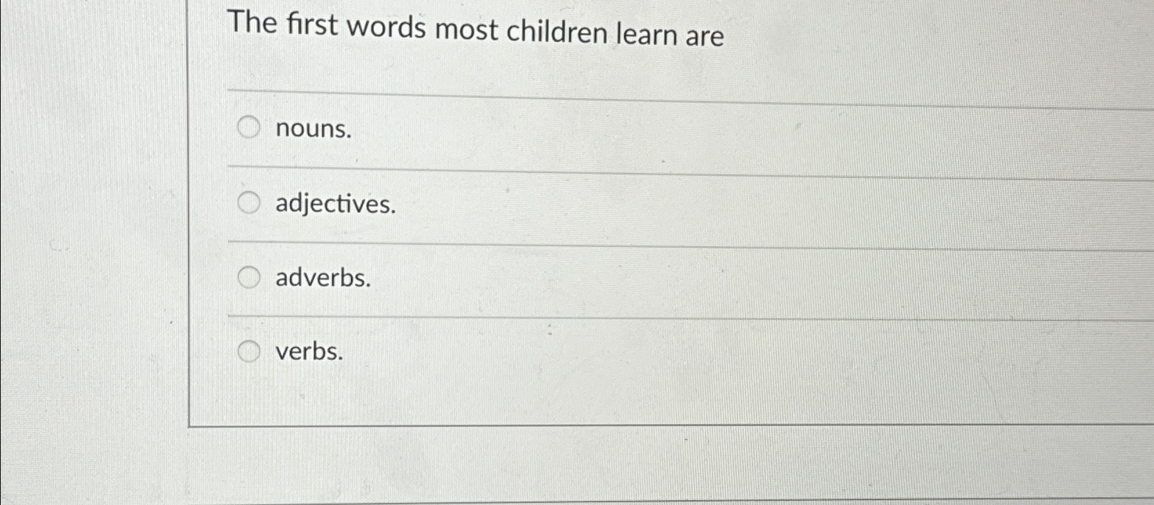 Solved The first words most children learn | Chegg.com