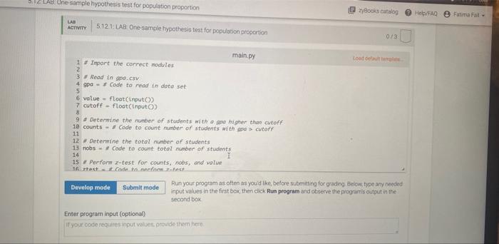 Solved 512 Lab One Sample Hypothesis Test For Population 1026