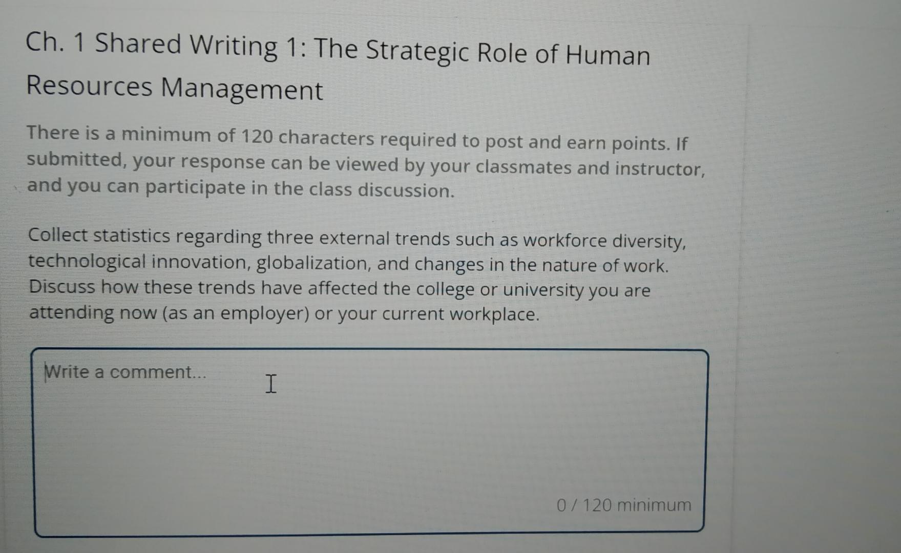 Solved Ch. 1 ﻿Shared Writing 1: The Strategic Role of Human | Chegg.com