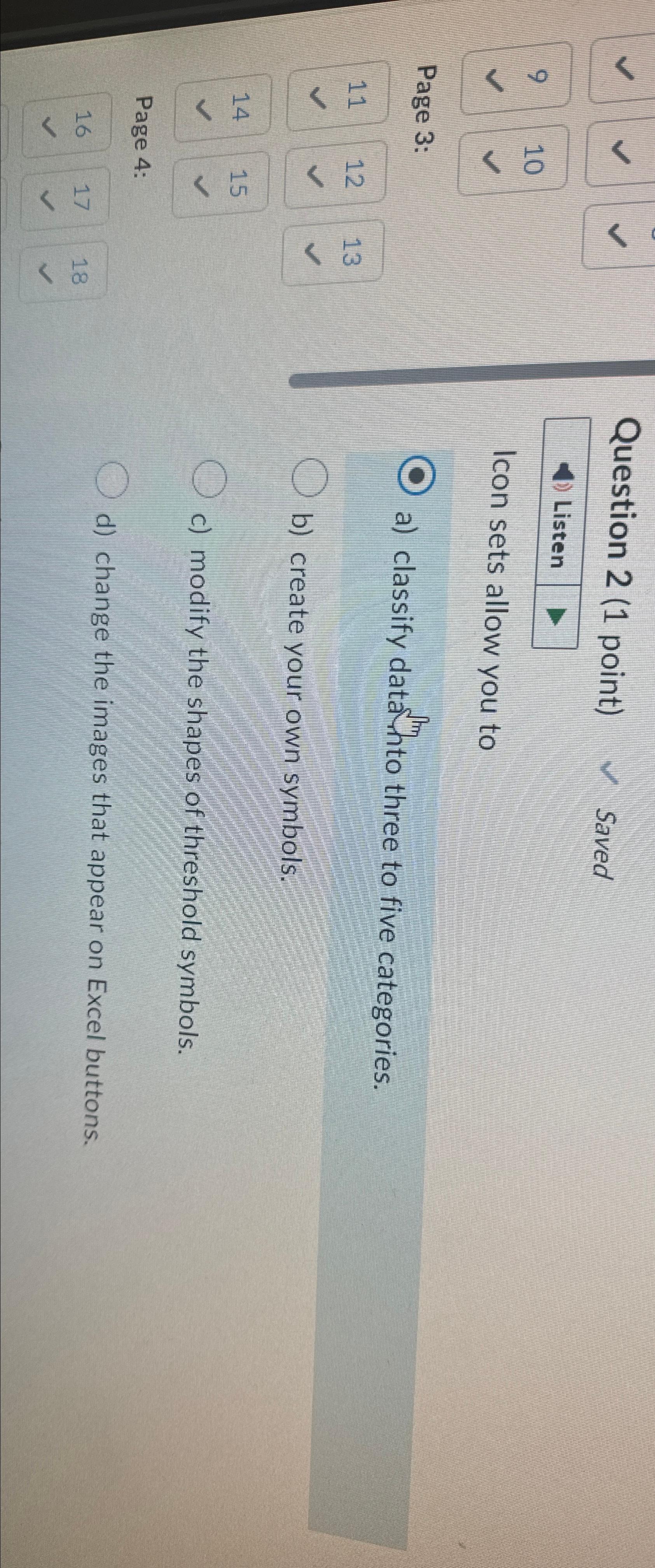 Solved Question 2 (1 ﻿point)SavedListenIcon sets allow you | Chegg.com