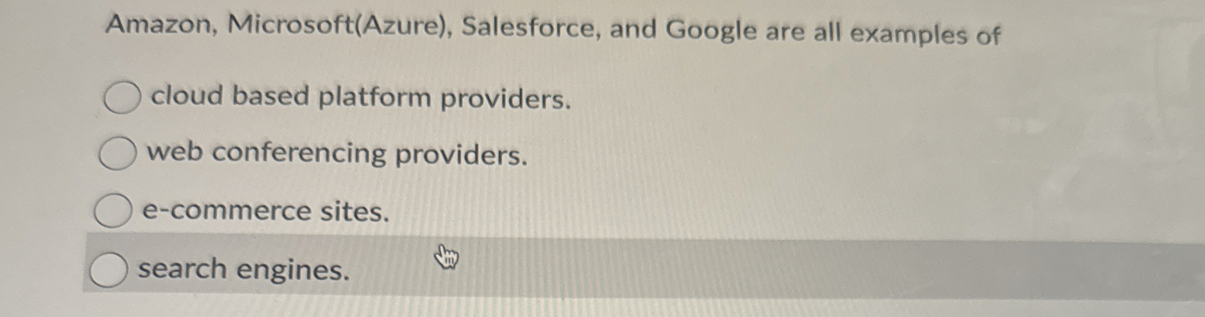 Solved Amazon, Microsoft(Azure), ﻿Salesforce, and Google are | Chegg.com