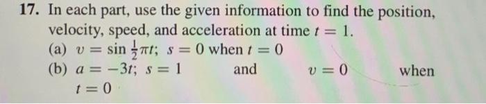 Solved 17. In each part, use the given information to find | Chegg.com
