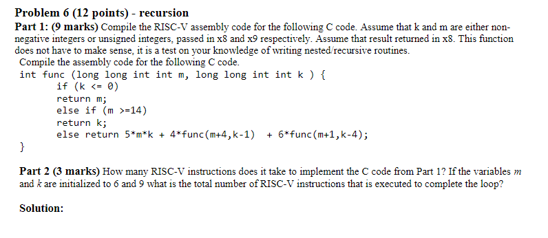Solved Problem 6 (12 points) - recursionPart 1: (9 marks) | Chegg.com Solved Problem 6 (12 points) - recursionPart 1: (9 marks) | Chegg.com