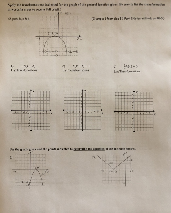 Solved Apply the transformations indicated for the graph of | Chegg.com