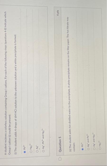 Solved A student recieves a colorless solution containing | Chegg.com