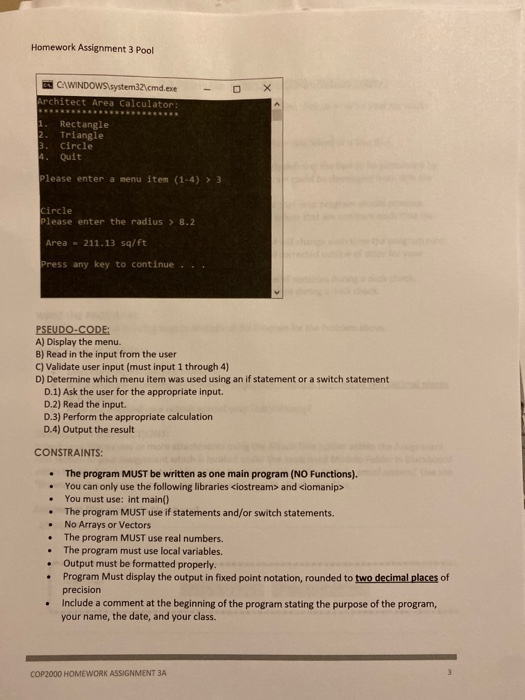 Solved Homework Assignment 3 Pool Homework Assignment 3-A | Chegg.com
