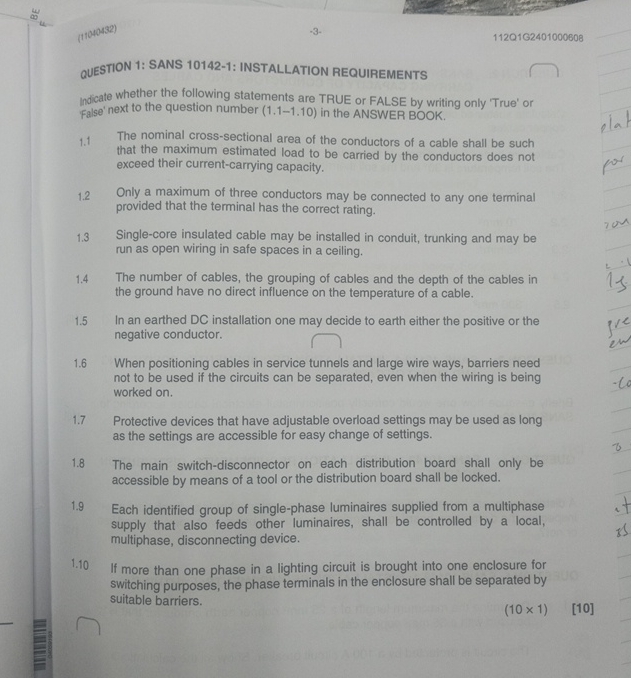 Solved 112Q1G2401000808QUESTION 1: SANS 10142-1: | Chegg.com