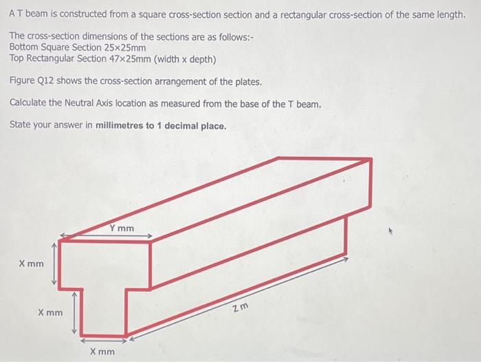 Solved A T beam is constructed from a square cross-section | Chegg.com