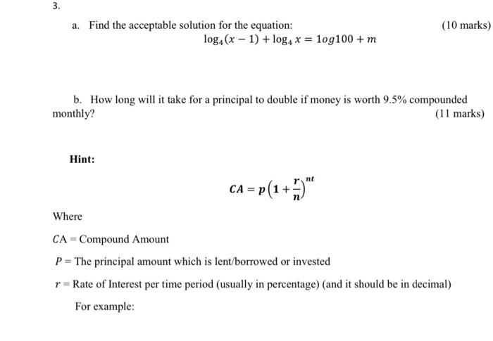 Solved 3. (10 marks) a. Find the acceptable solution for the | Chegg.com