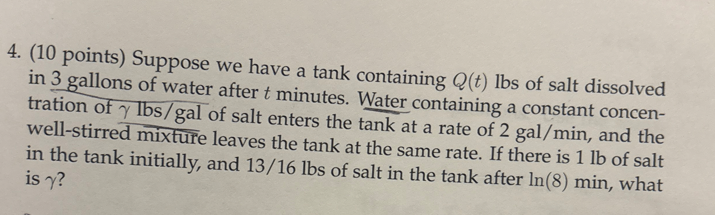 Solved (10 ﻿points) ﻿Suppose we have a tank containing | Chegg.com
