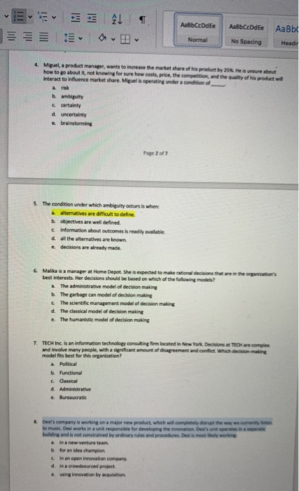 Solved AL a AaBbDate AalbCcDdEe AaBbc E Normal No Spacing | Chegg.com
