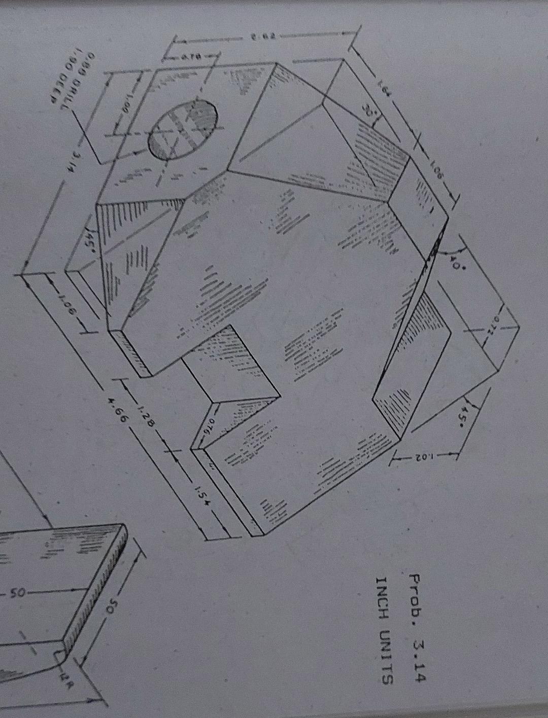 draw three orthographic views according to 3rd angle | Chegg.com