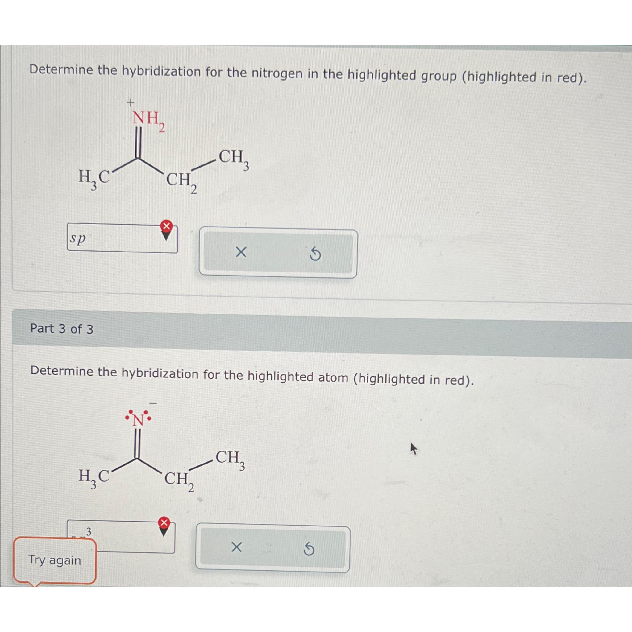 Solved Part 1 ﻿of 3Determine the hybridization for the | Chegg.com