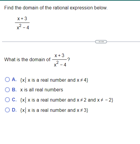 Solved Find the domain of the rational expression | Chegg.com