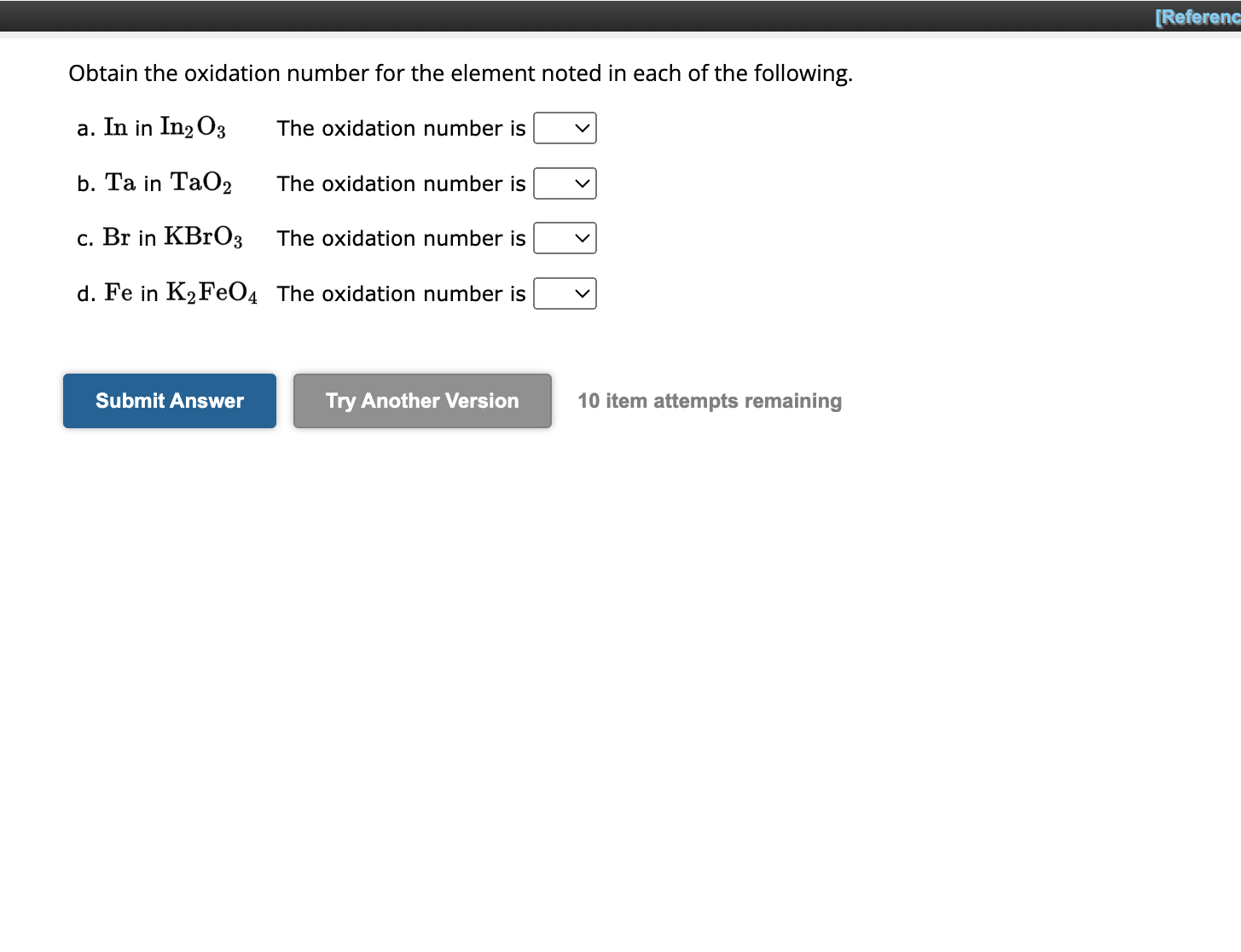 Solved Obtain the oxidation number for the element noted in | Chegg.com