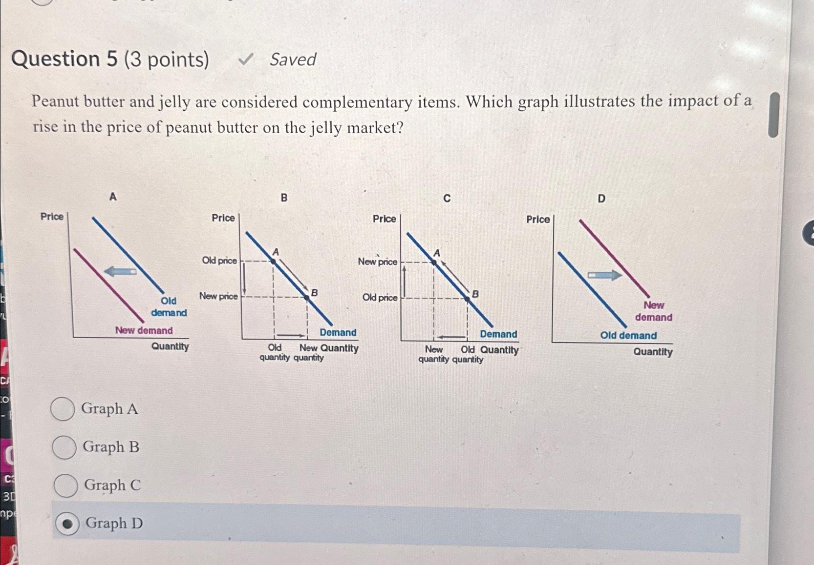 Solved Question 5 (3 ﻿points)SavedPeanut butter and jelly | Chegg.com