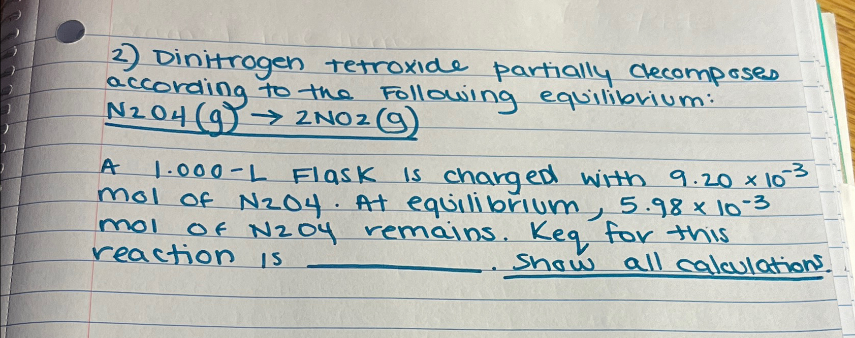 Solved Dinitrogen tetroxide partially decomposes according | Chegg.com