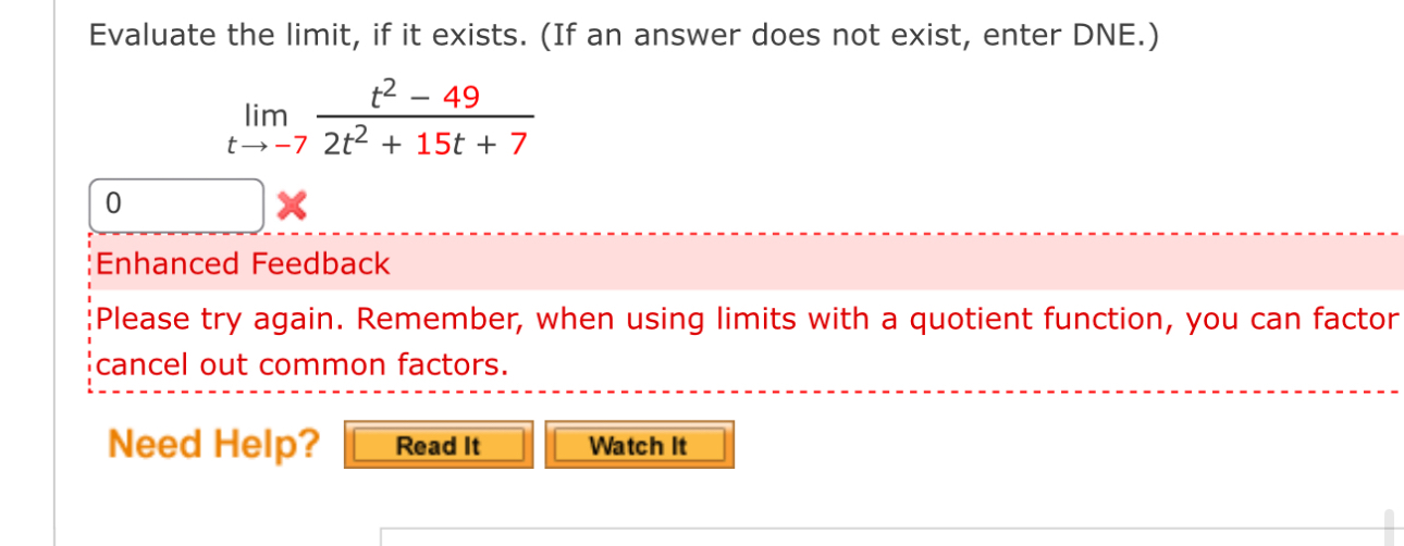 Solved Evaluate the limit, ﻿if it exists. (If an answer does | Chegg.com